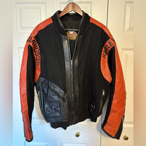Harley-Davidson | Jackets & Coats | Harley Davidson Leatherwool Jacket ...